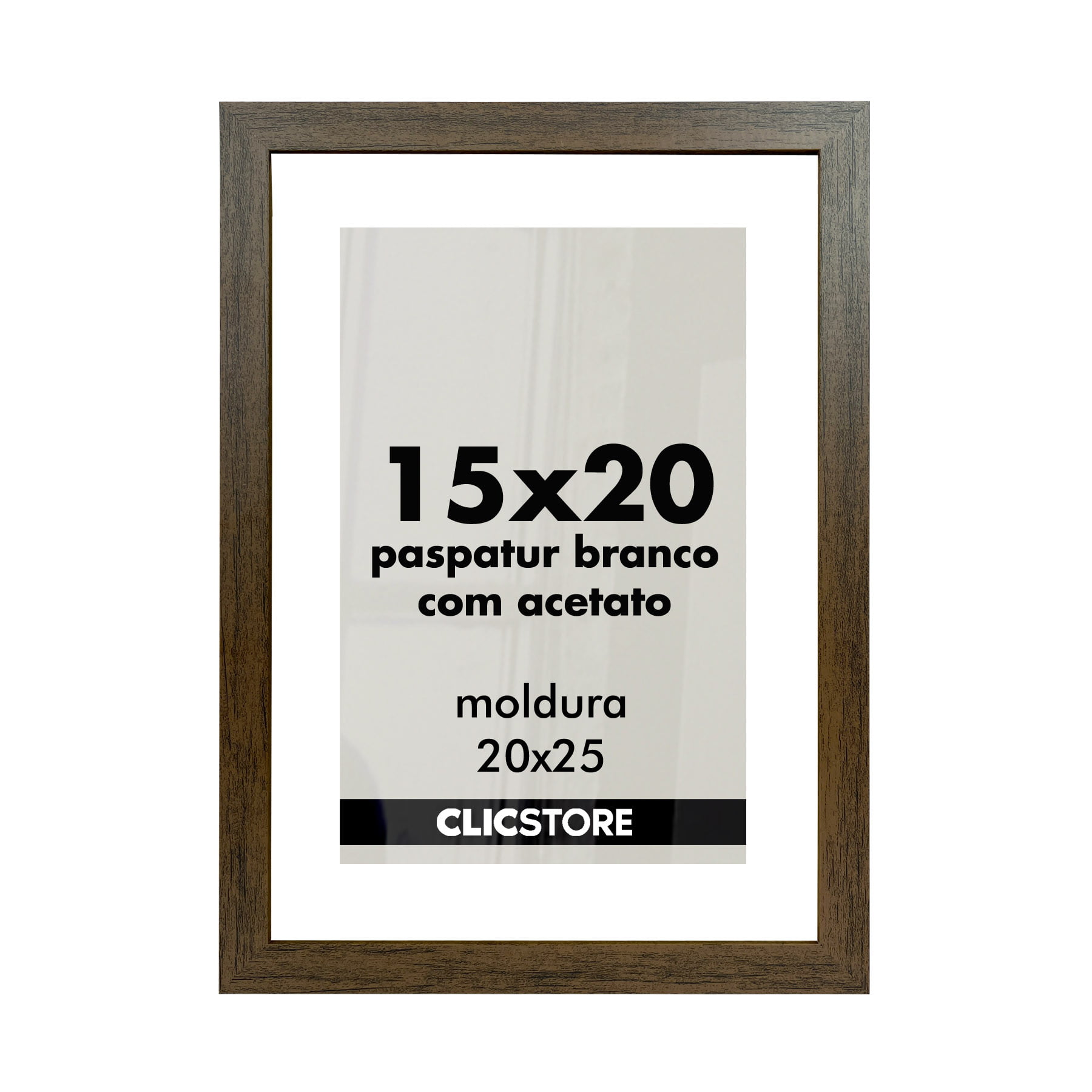 Moldura Com Paspatur Branco 20X25 Para Foto 15X20 - Clic Store