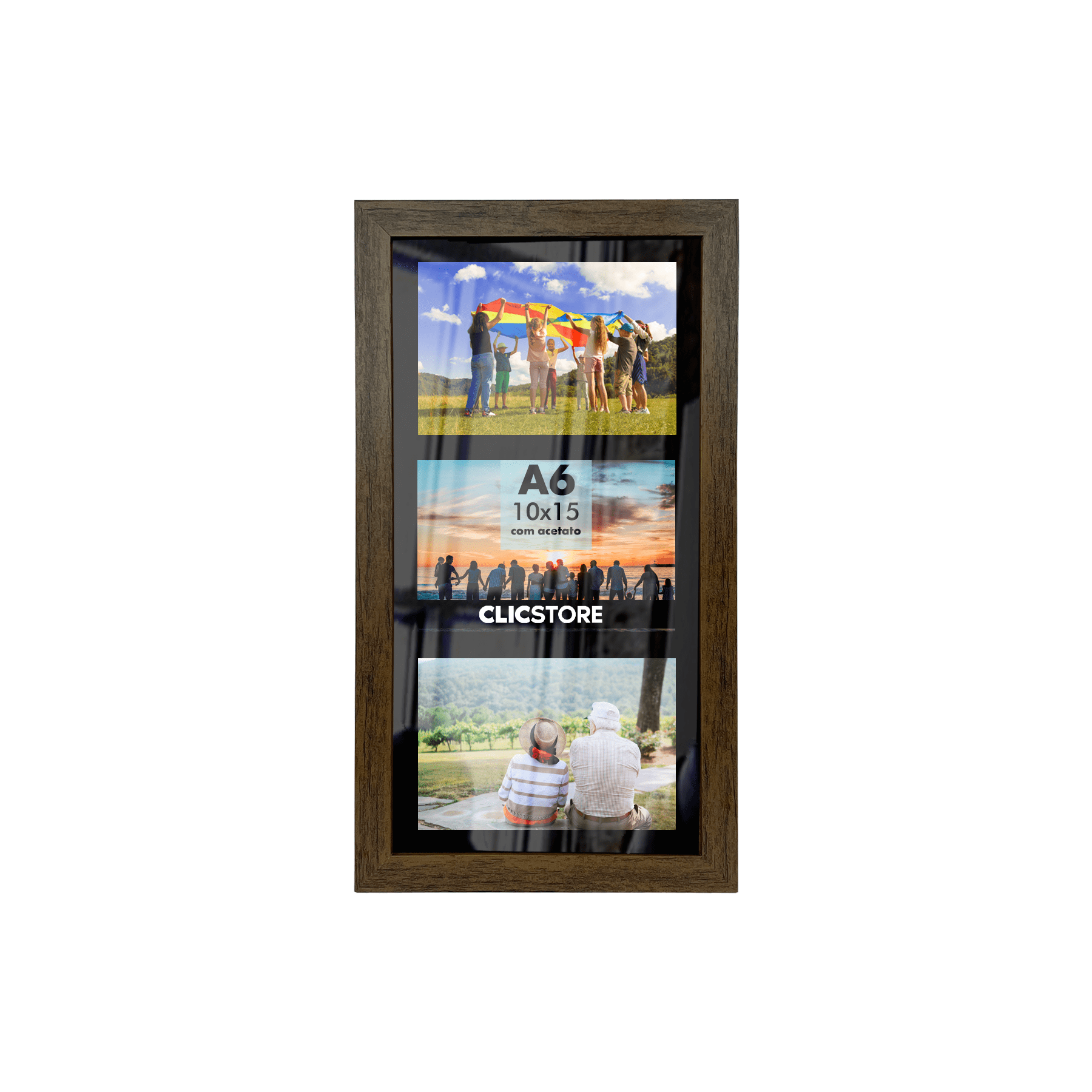 Painel Com Paspatur Preto 18x36 Para 3 Fotos 10x15 - Clic Store