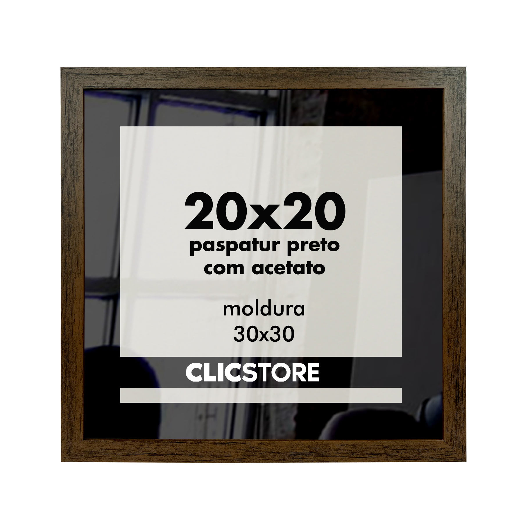 Moldura Com Paspatur Preto 30x30 Para Foto 20x20 - Clic Store