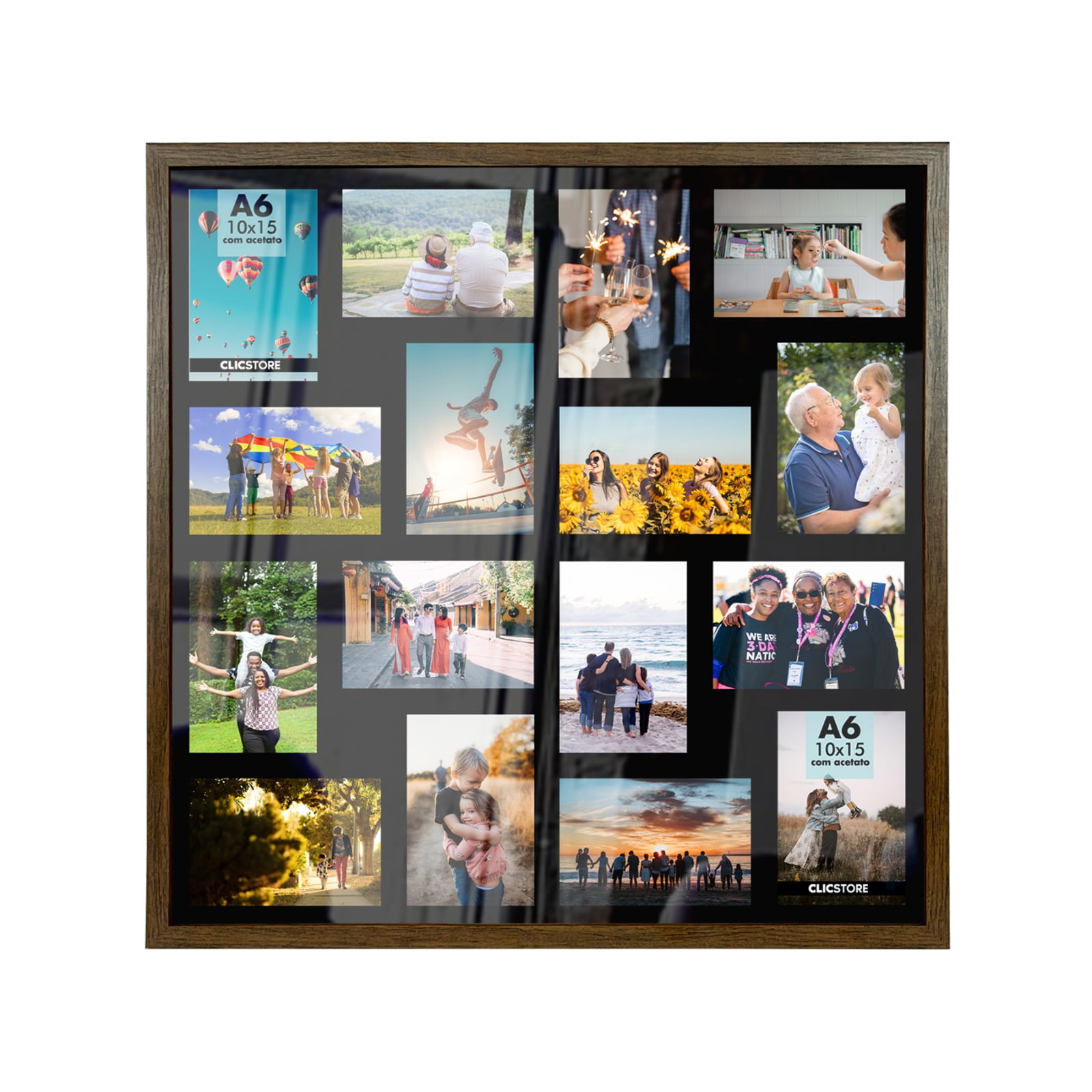 Painel Com Paspatur Preto 60x60 Para 16 Fotos 10x15 - Clic Store