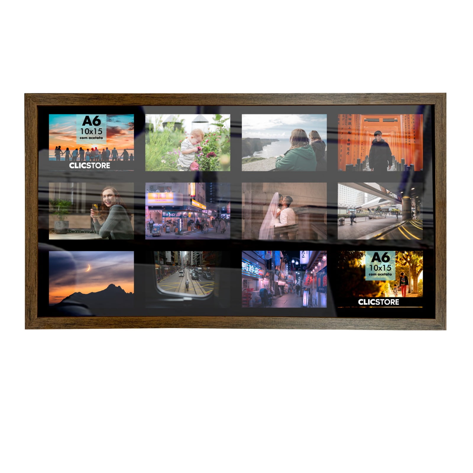 Painel Com Paspatur Preto 70x38Para 12 Fotos 10x15 - Clic Store