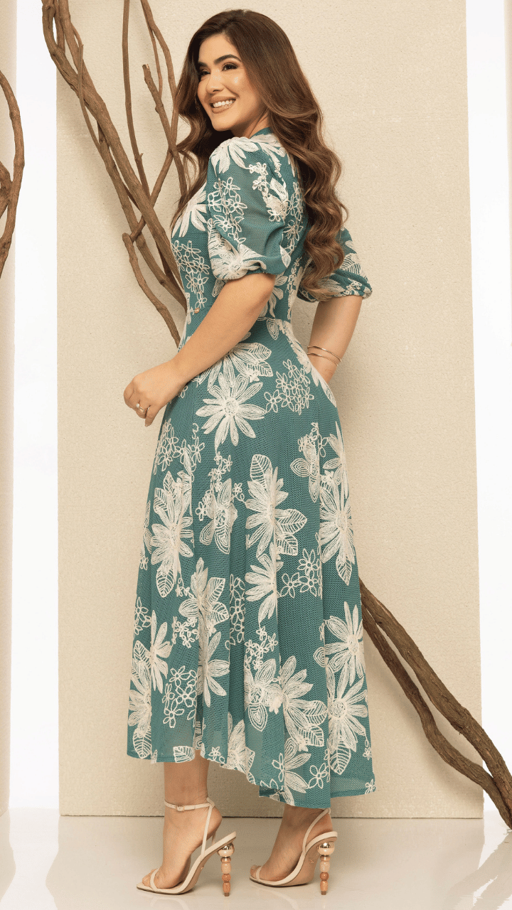 VESTIDO SOL DA TERRA - MODA EVANGELICA 14299 - Clássica Moda Evangélica